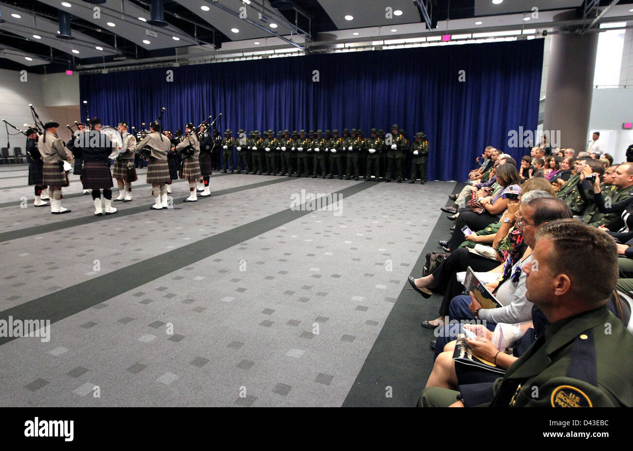 The U.S. Customs and Border Protection Pipes and Drums Team performs ...