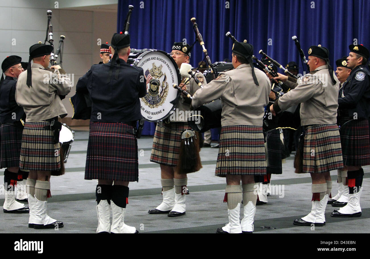 The U.S. Customs and Border Protection Pipes and Drums Team performs ...