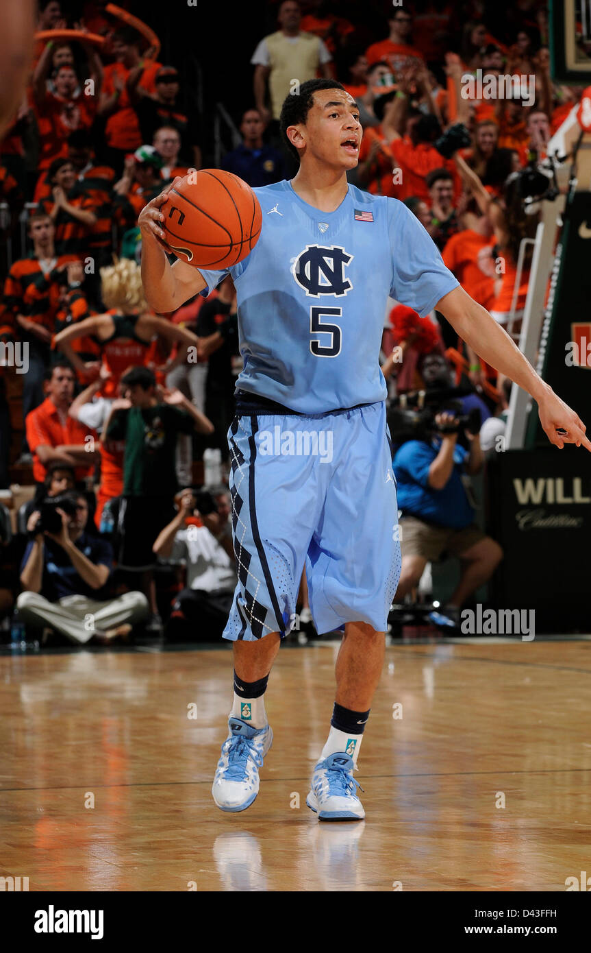 February 9, 2013: Marcus Paige #5 of North Carolina in action during ...