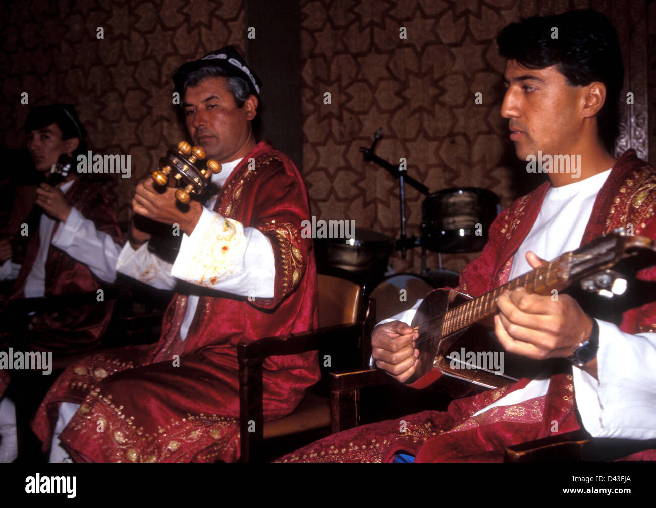 Three men playing traditional Uzbek music, Bukhara, Uzbekistan Stock ...