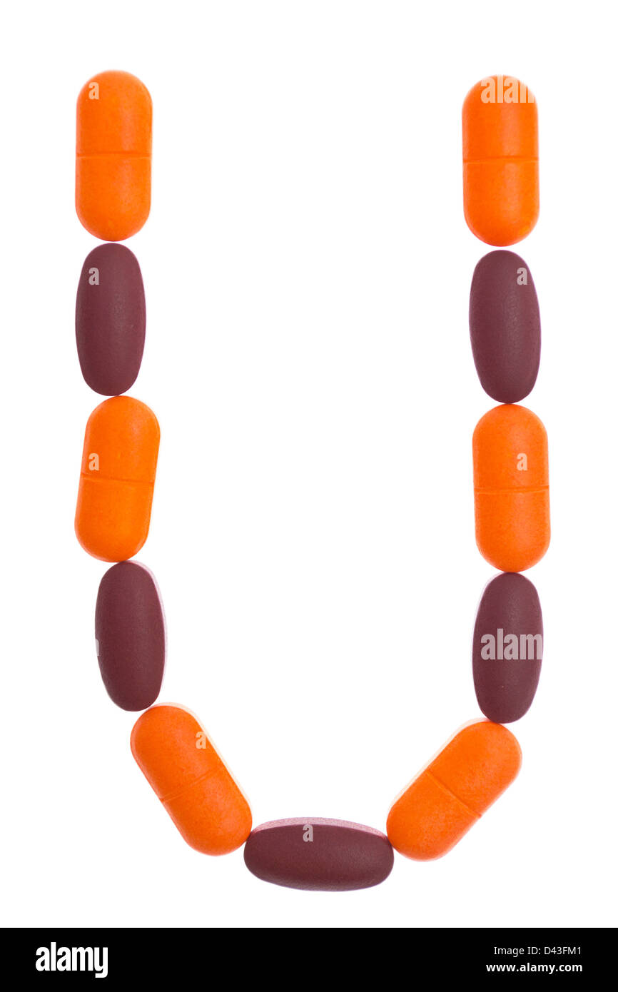 The letter U alphabet made of medical tablets Stock Photo - Alamy
