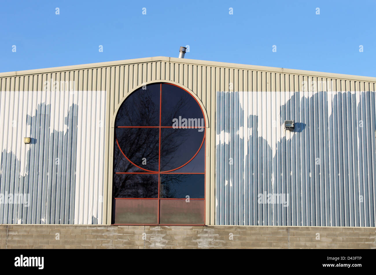 Exterior of old factory building with blue sky background Stock Photo ...