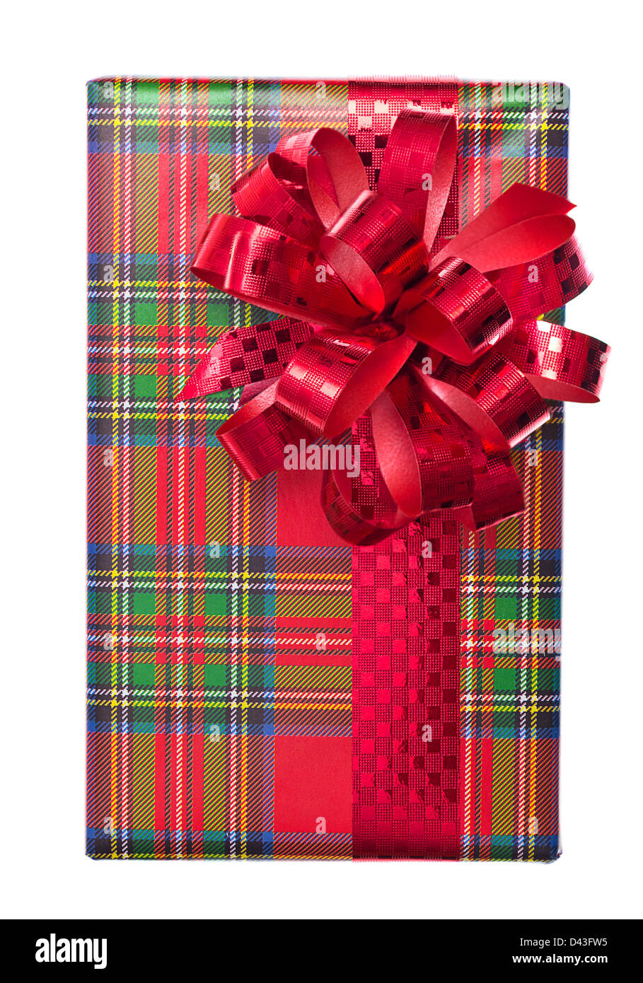 Single Christmas gift box with bow Stock Photo - Alamy