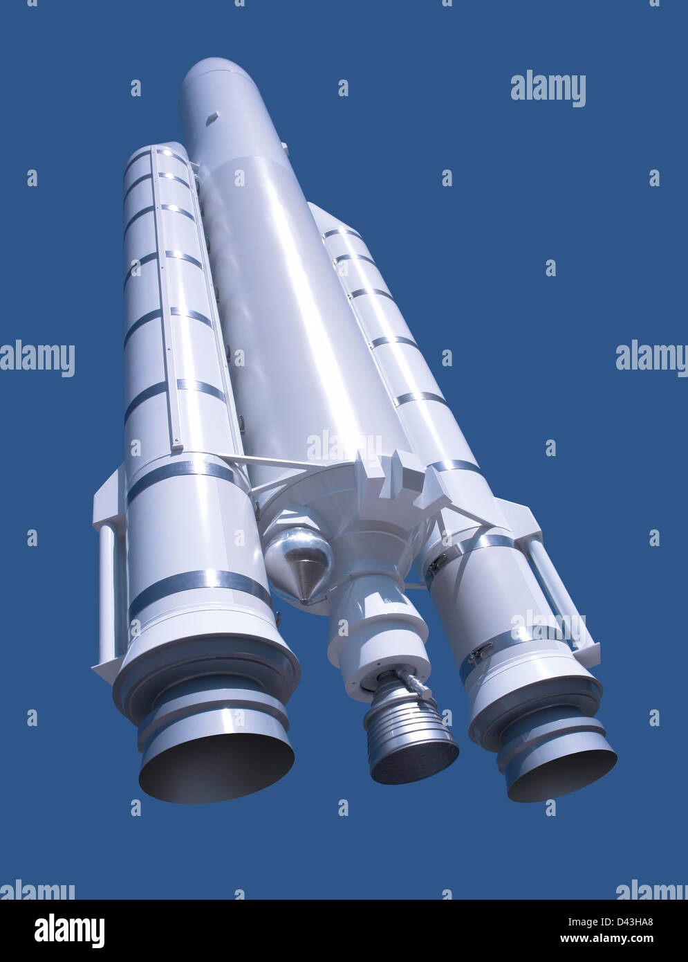 model of a Ariane rocket in front of blue back Stock Photo - Alamy