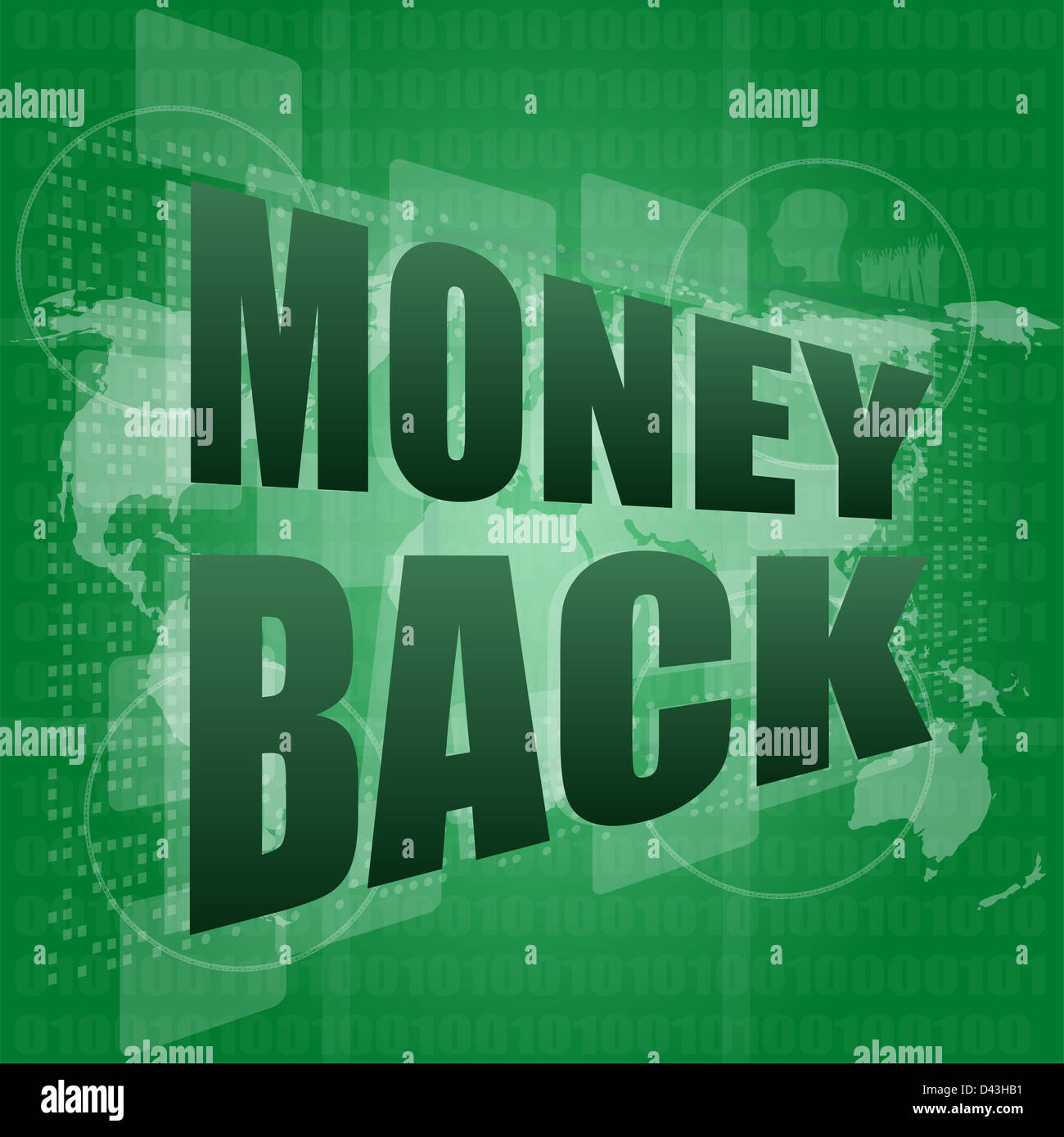 words money back on digital screen, business concept Stock Photo - Alamy