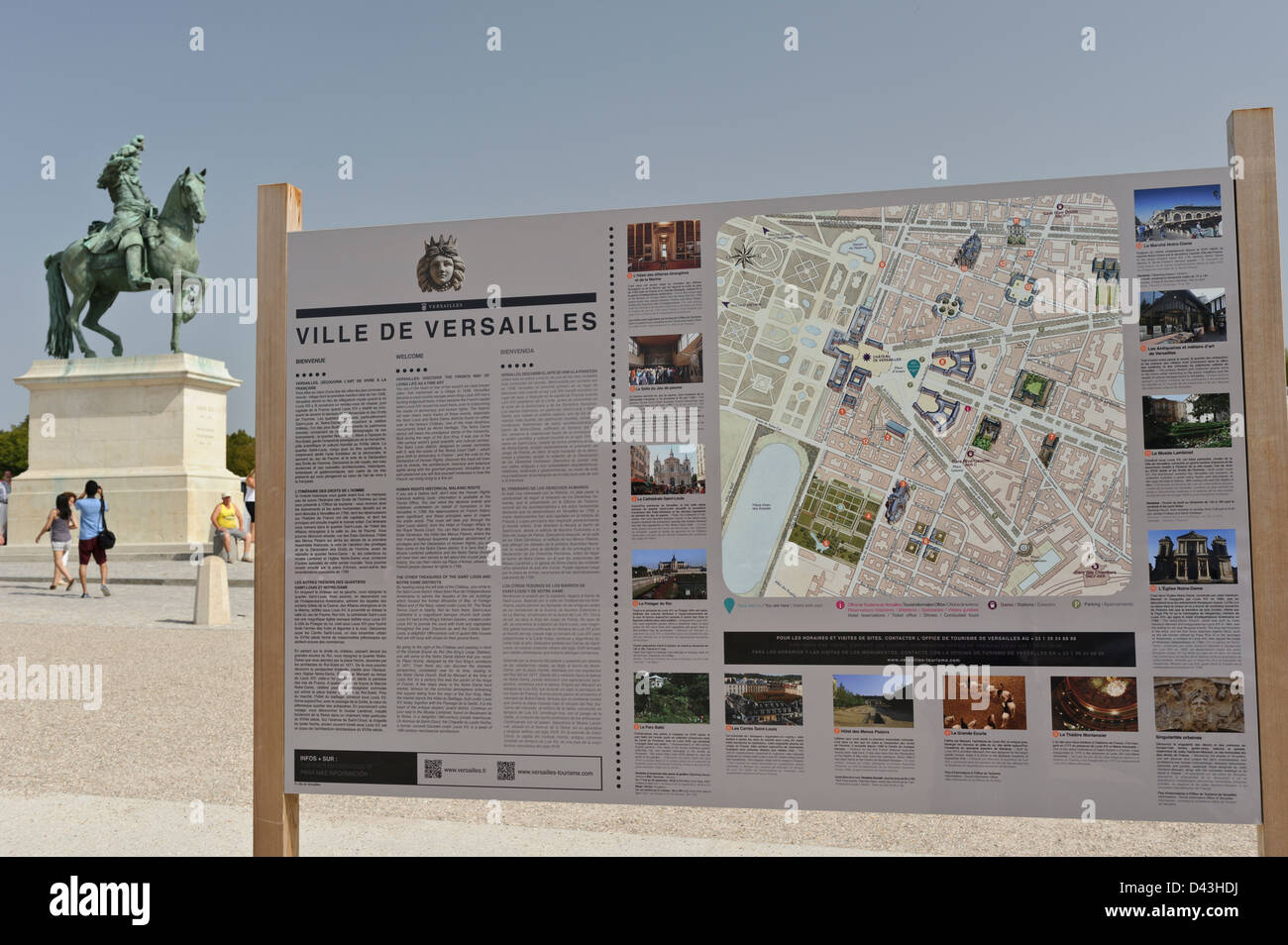 Map and informations of Versailles City on a board display, Palace of ...