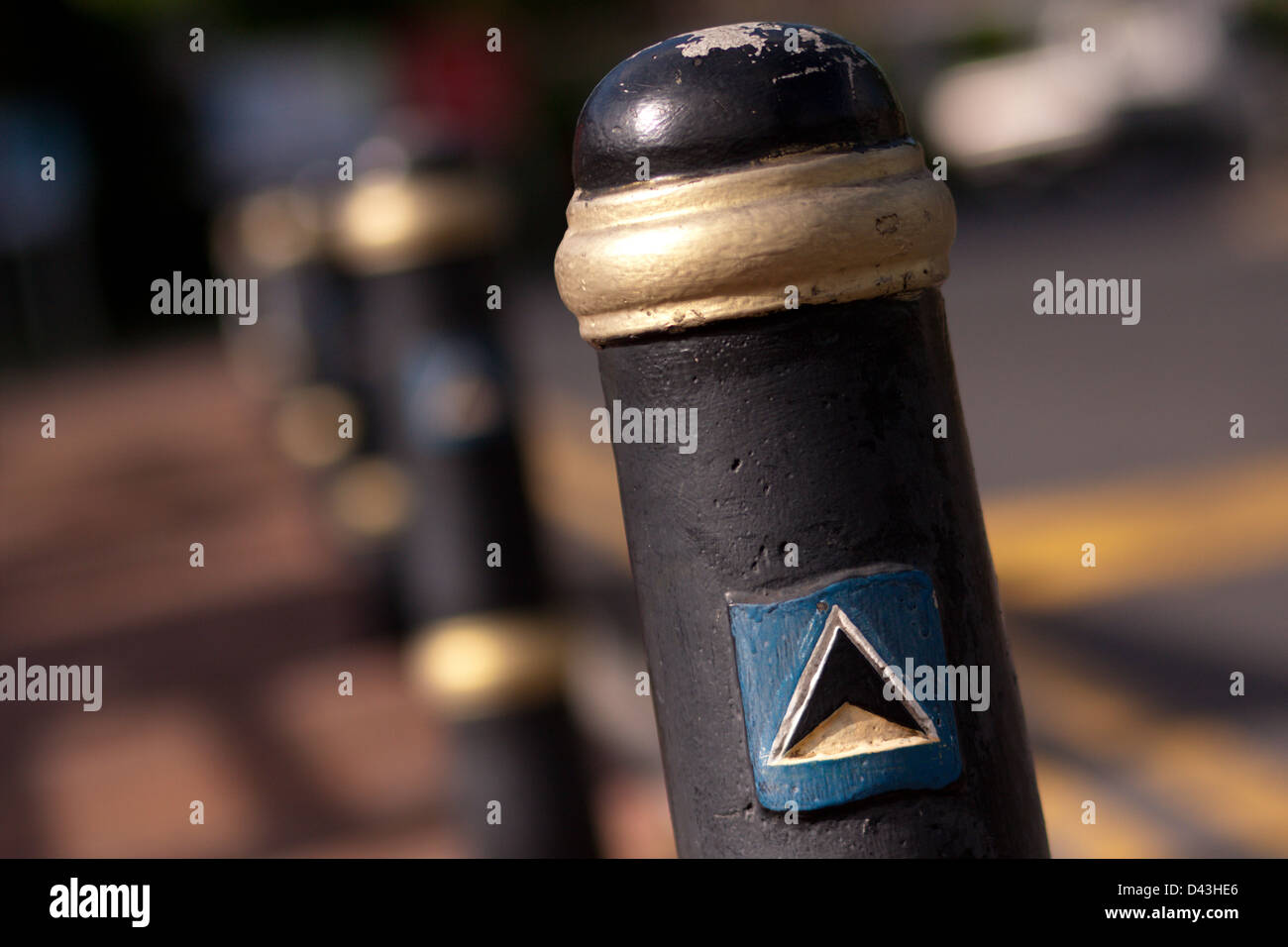 Posts on a road on the island of St Lucia Stock Photo - Alamy