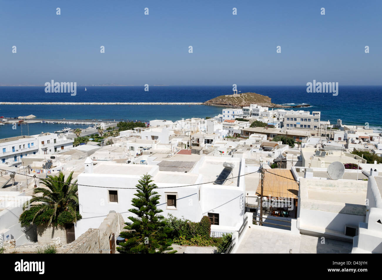 Naxos. Cyclades. Greece. Elevated view of the marble Gateway of the ...