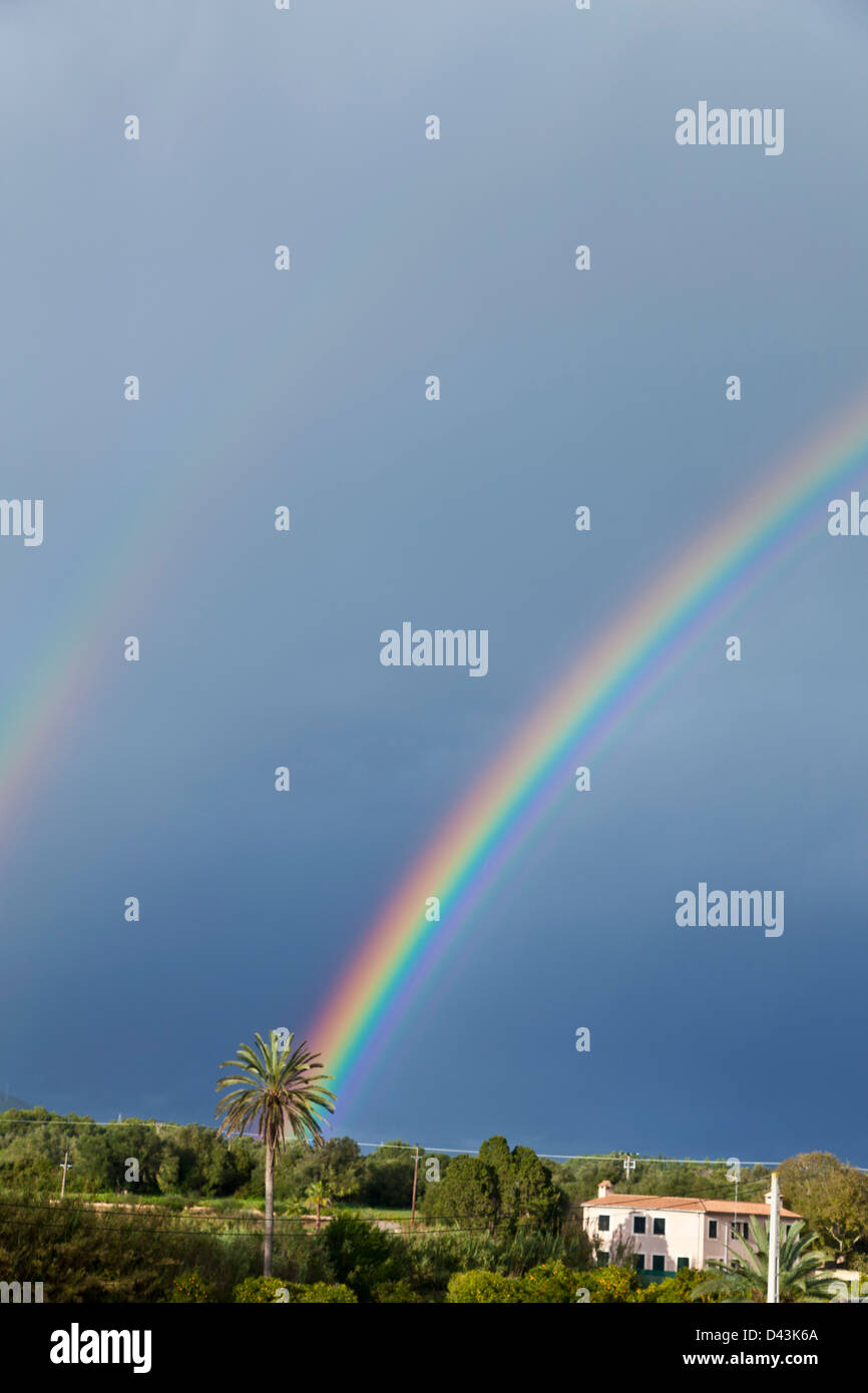 Double Rainbow, Majorca, Spain Stock Photo - Alamy