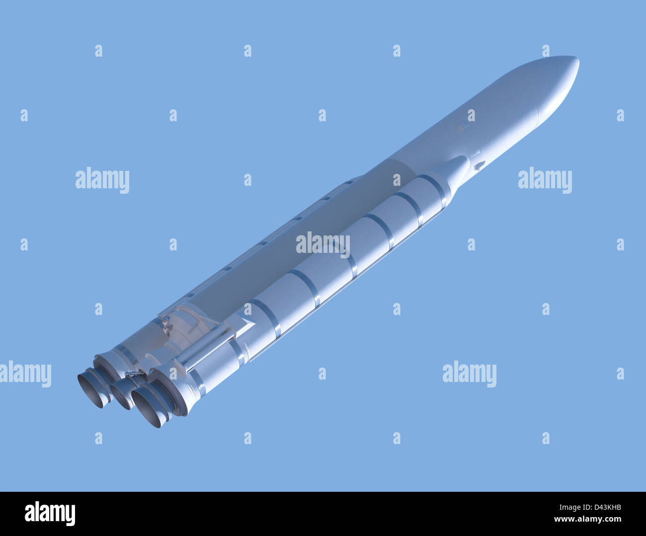 model of a Ariane rocket in front of blue back Stock Photo - Alamy