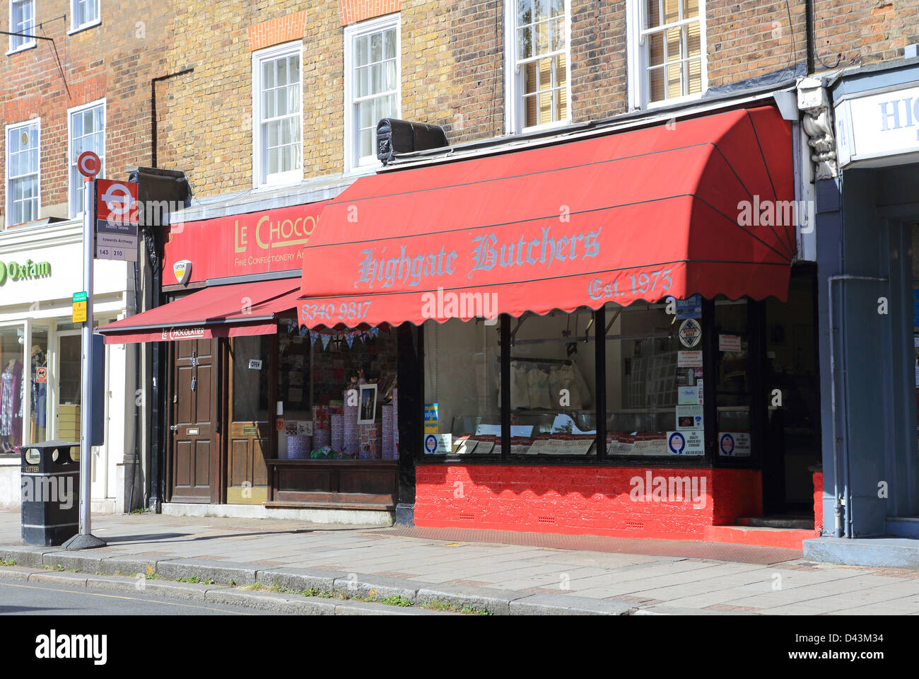 Traditional butchers shop in Highgate village, in north London, UK ...