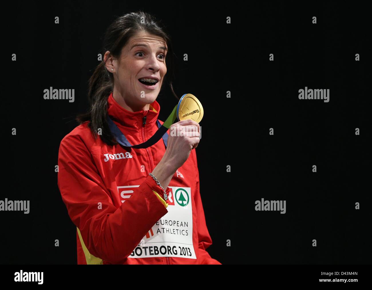 Ruth Beitia of Spain celebrates her gold medal in the women's high jump ...