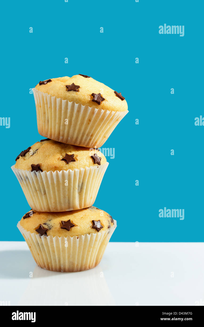 Stack of chocolate chip muffins Stock Photo - Alamy