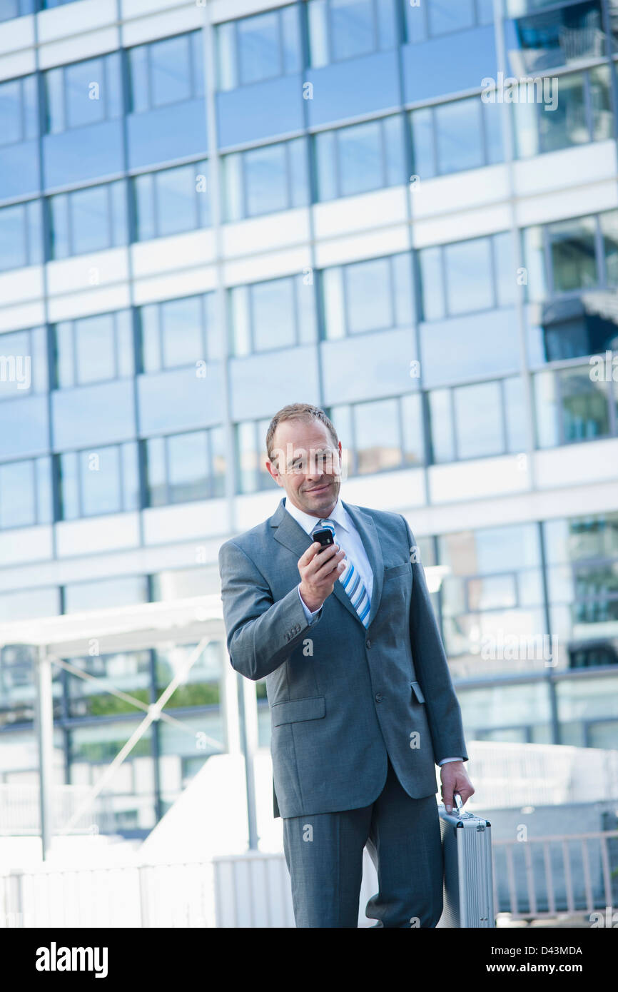 Businessman using Cell Phone, Niederrad, Frankfurt, Germany Stock Photo ...