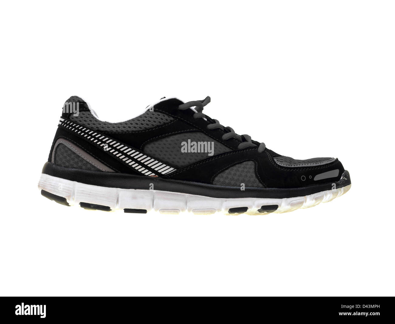 Black sports shoes isolated against a white background Stock Photo - Alamy