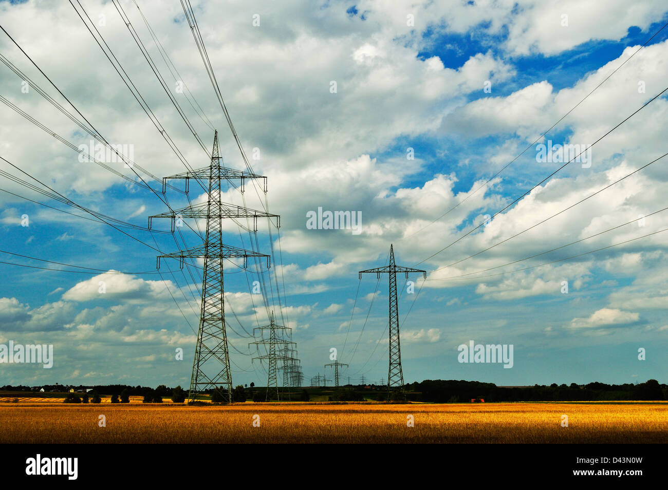 Power Lines, Black Forest, Schwarzwald-Baar, Baden-Wurttemberg, Germany ...