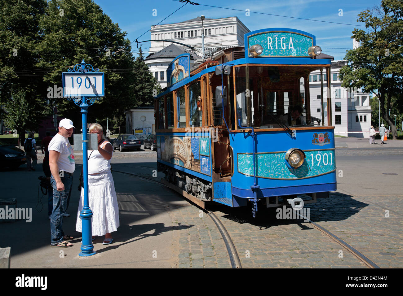 Historic Tram on line 11, Riga, Latvia, Europe Stock Photo - Alamy