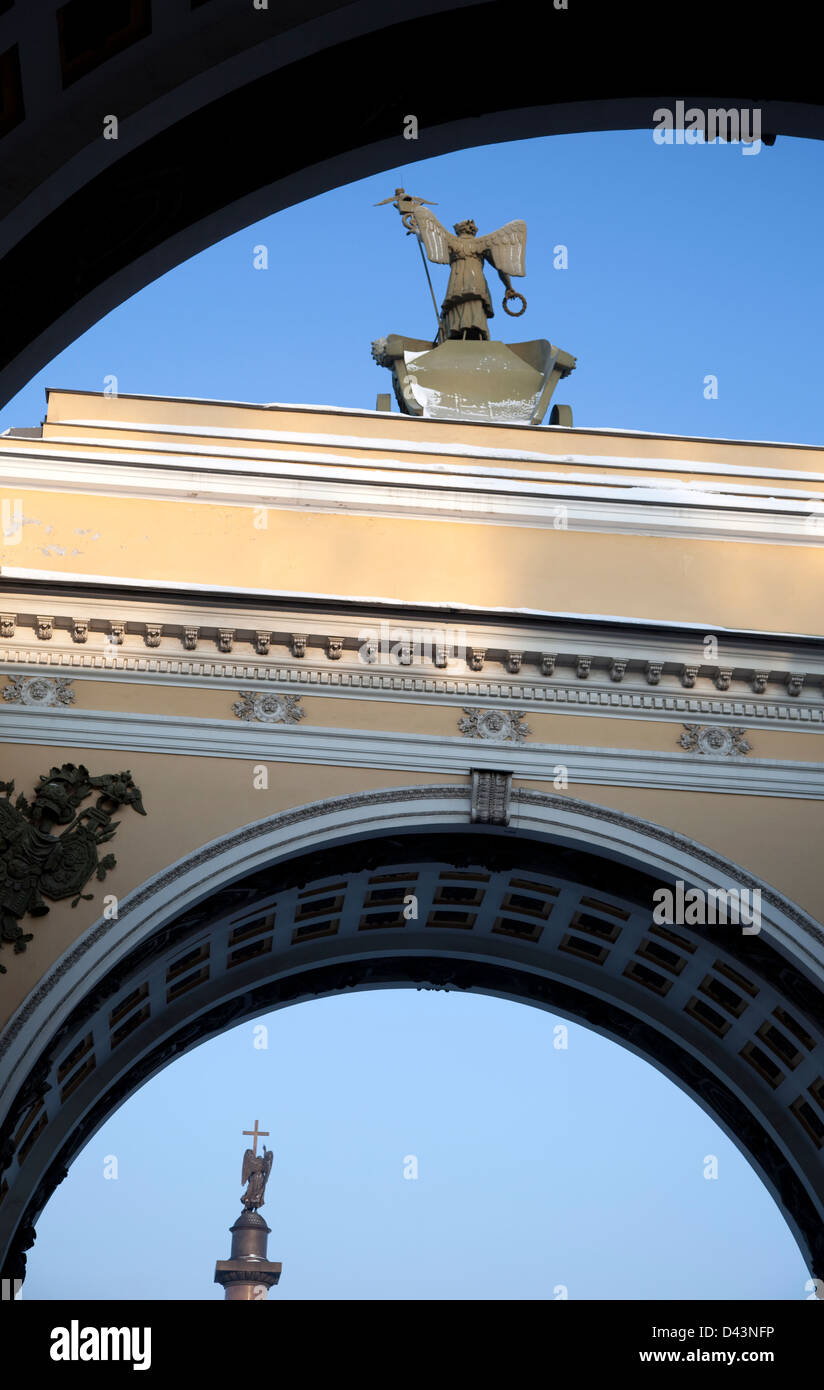 The Alexander Column and the Statue of Victory seen through the arches ...
