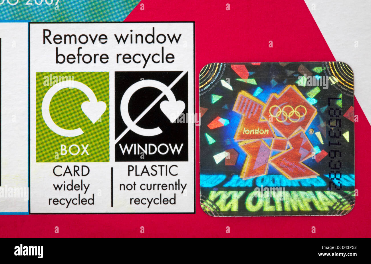 recycling information and detail of London 2012 Olympic hologram logo ...