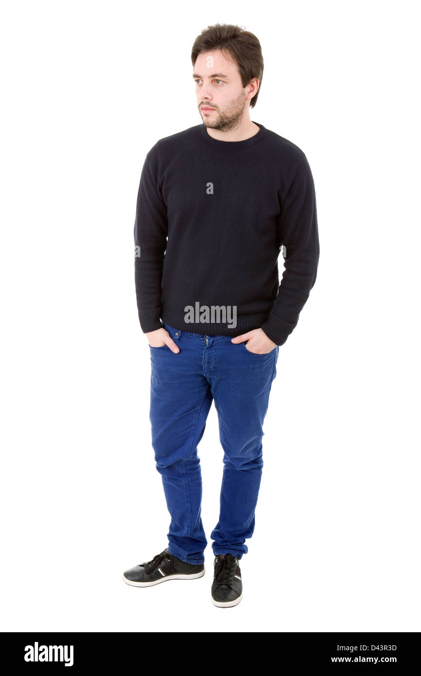 young casual man full body in a white background Stock Photo - Alamy