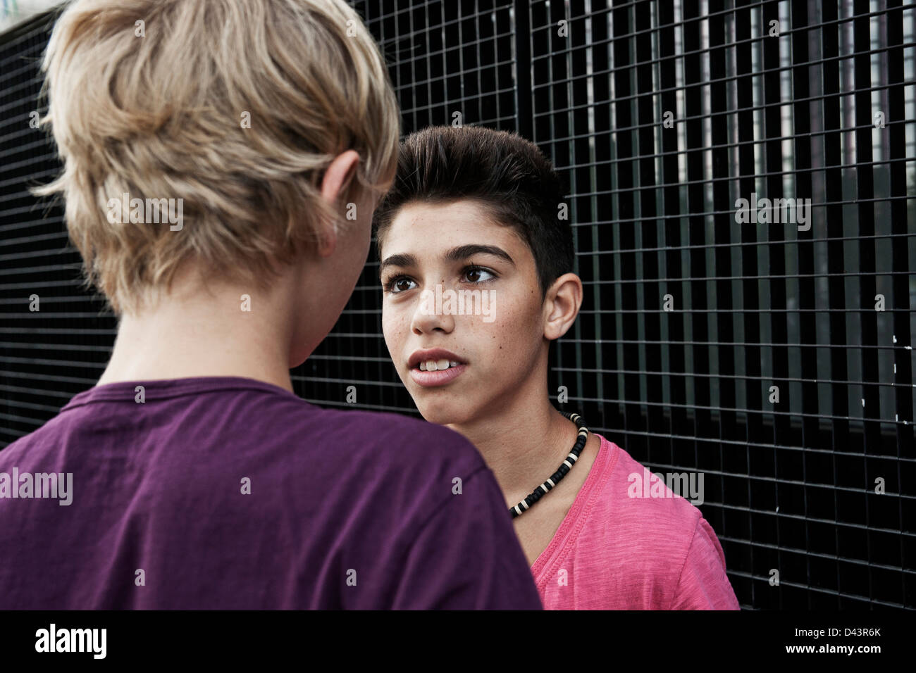 Boys Looking at Eachother, Mannheim, Baden-Wurttemberg, Germany Stock ...