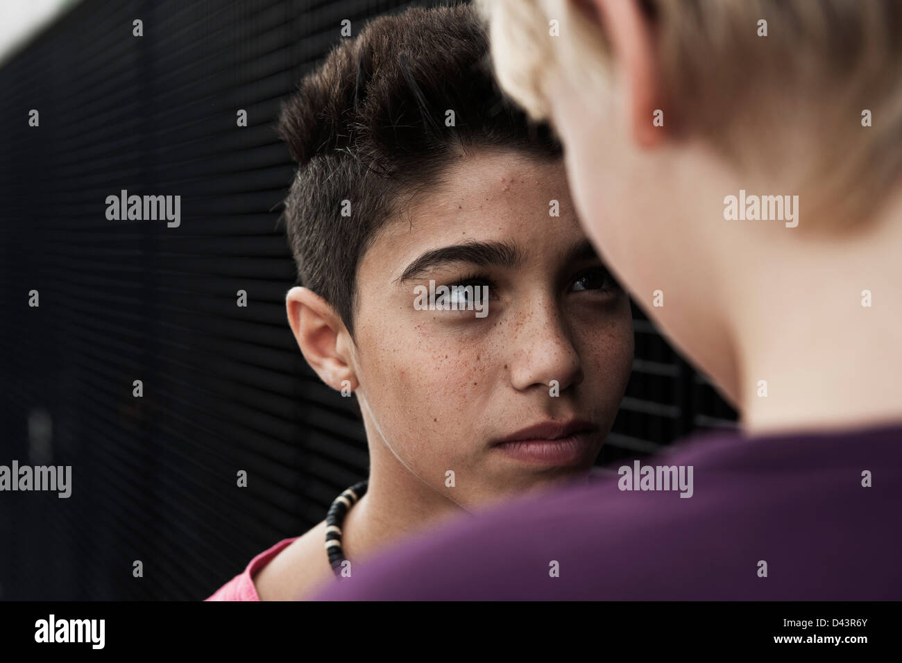 Boys Looking at Eachother, Mannheim, Baden-Wurttemberg, Germany Stock ...