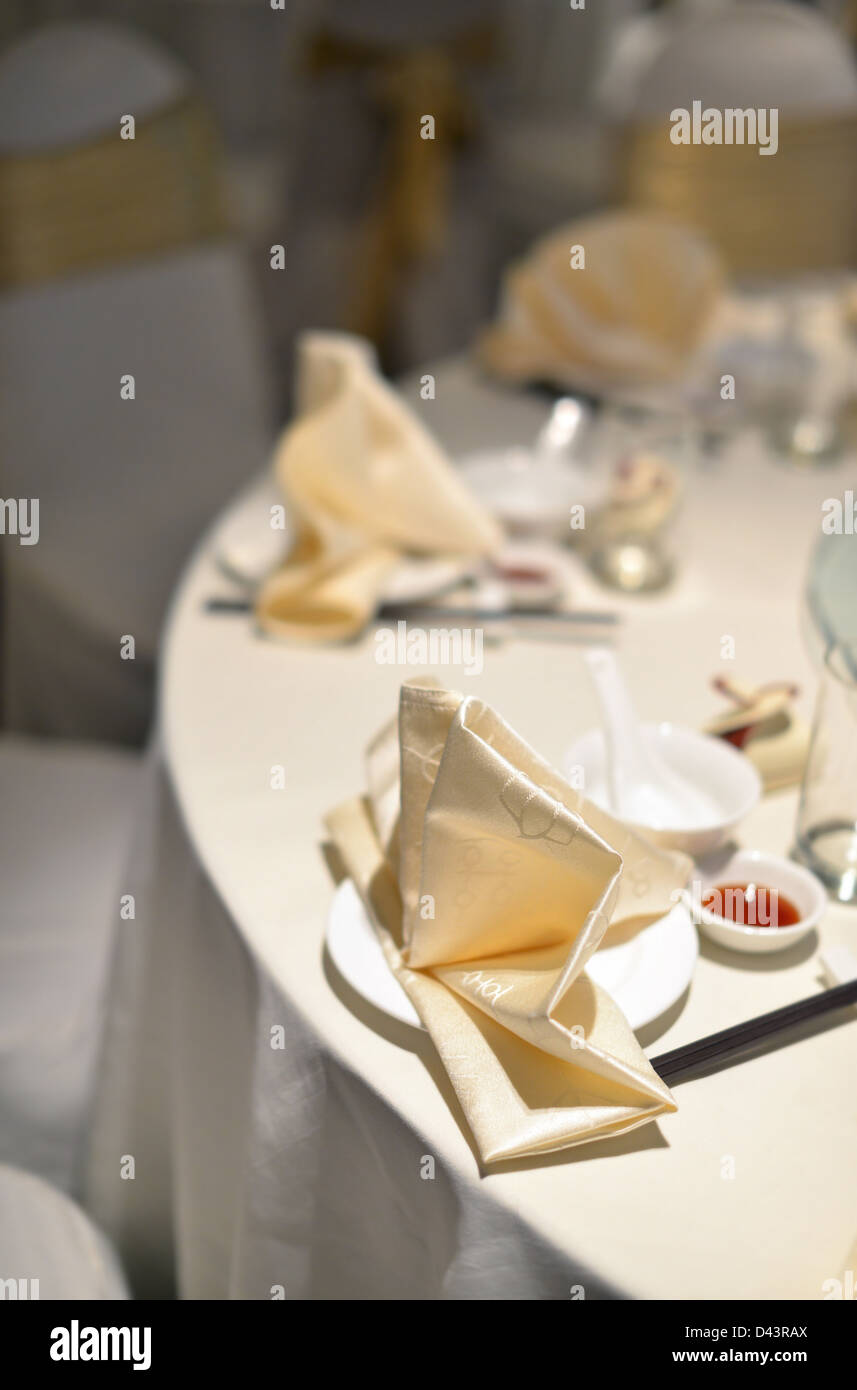 Chinese banquet wedding table setting, shallow depth of field Stock ...