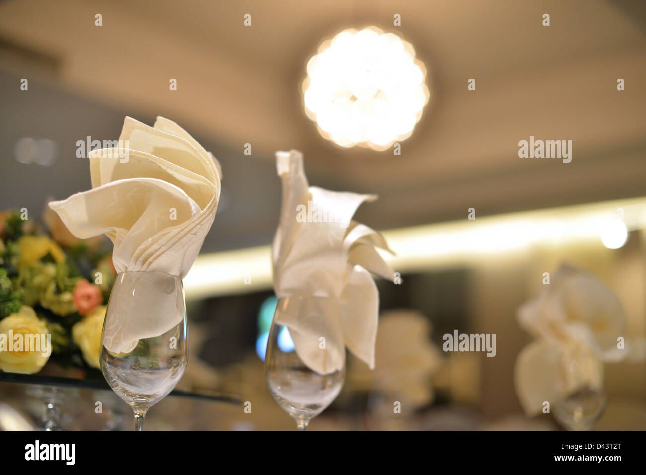 Banquet wedding table setting, shallow depth of field Stock Photo - Alamy