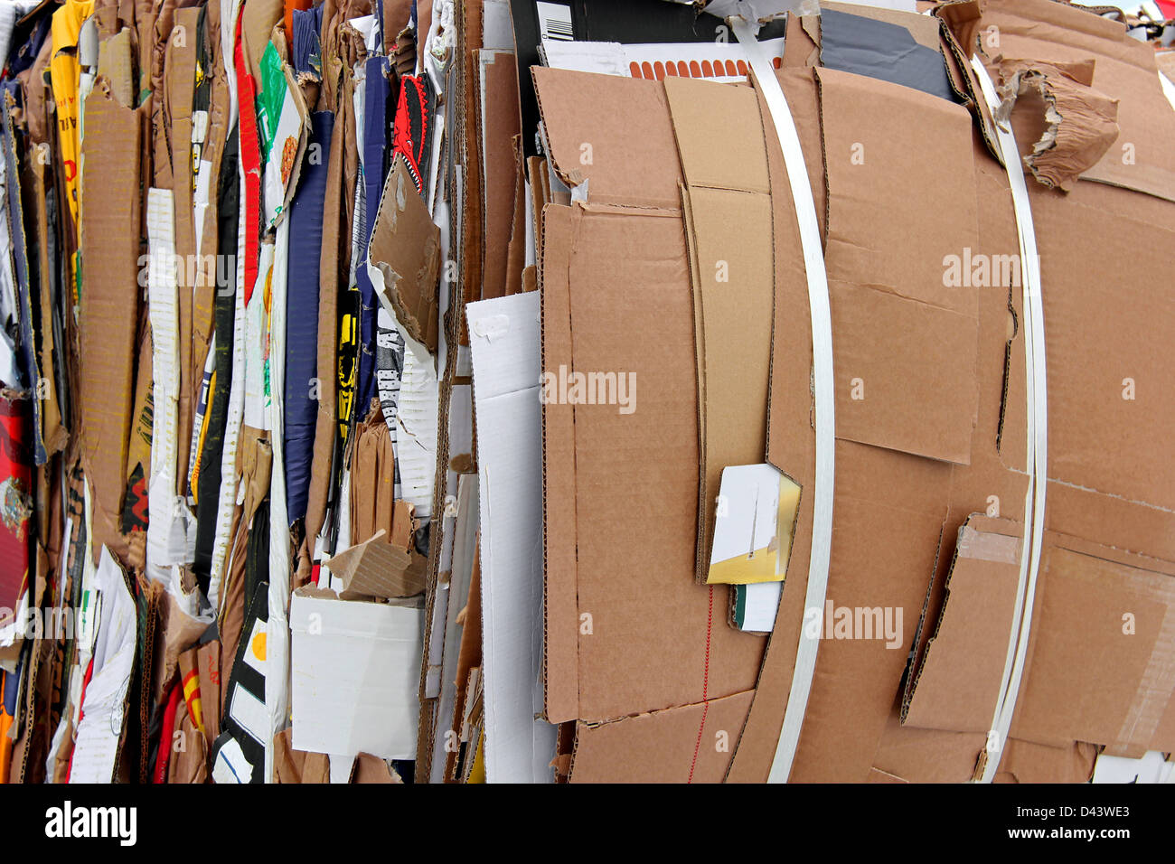 Background of pressed paperboard for recycling close up Stock Photo - Alamy