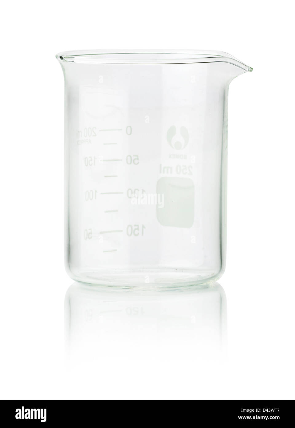 Single glass test tube beaker cut out white background Stock Photo - Alamy