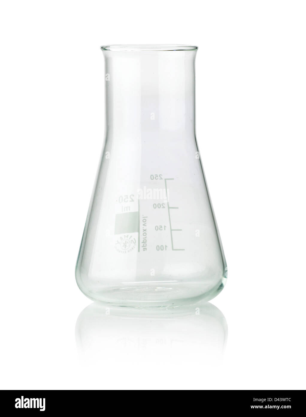 Single glass test tube beaker cut out white background Stock Photo - Alamy