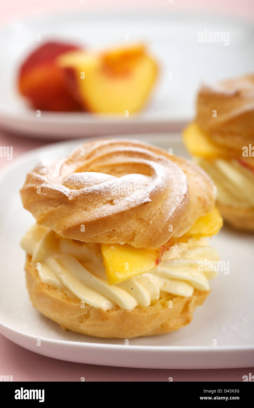 Cream puffs plate hi-res stock photography and images - Alamy