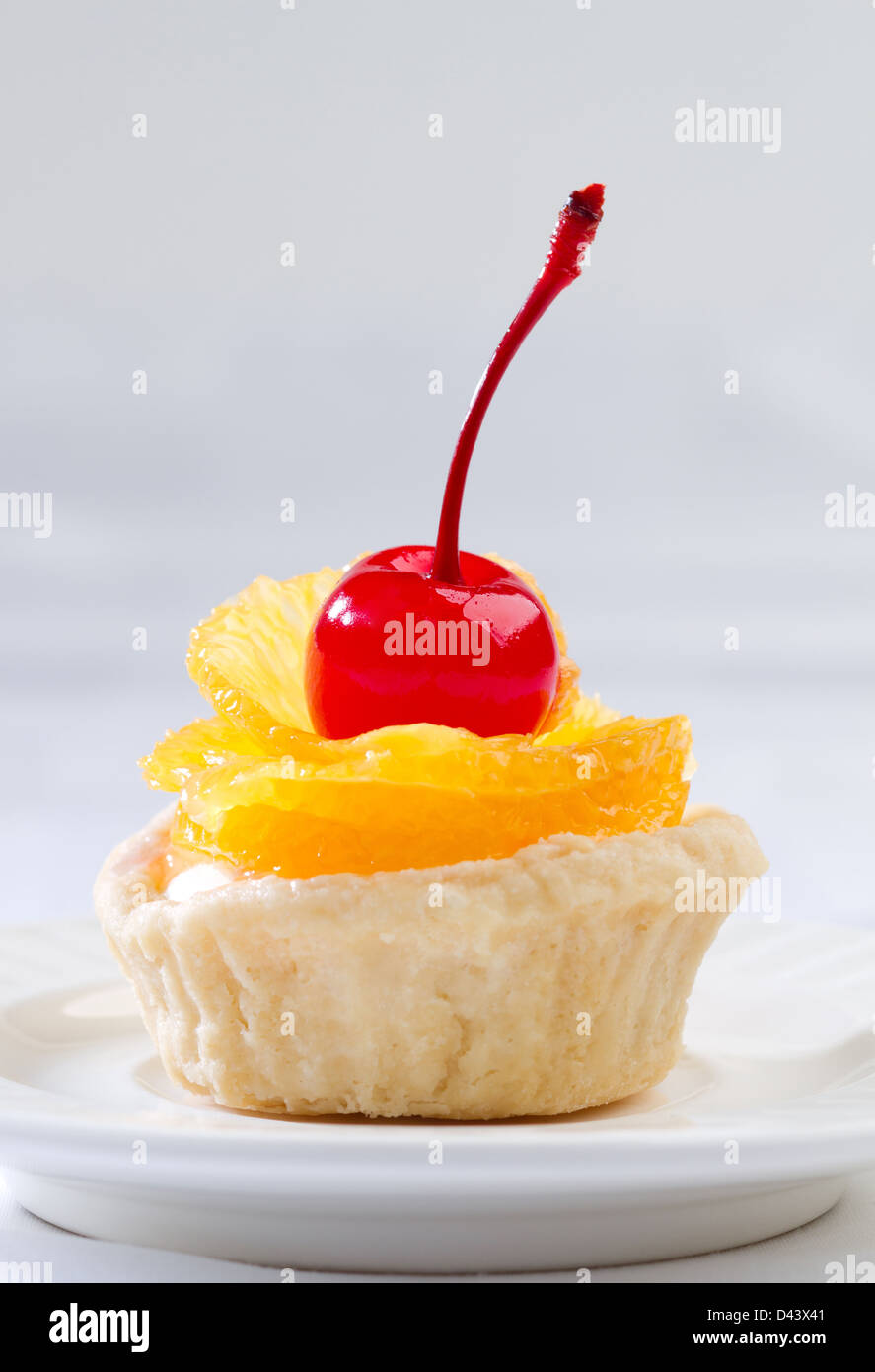 Sweet orange and cherry fruity tart eatable snack ready made from ...