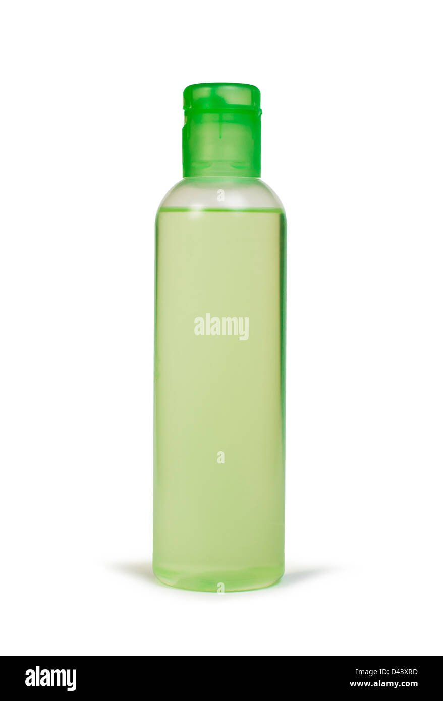Green transparent cosmetic bottle. White isolated Stock Photo - Alamy