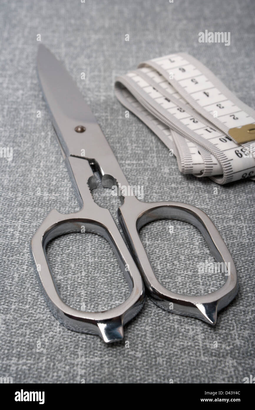 Close-up of Scissors and Measuring Tape Stock Photo - Alamy