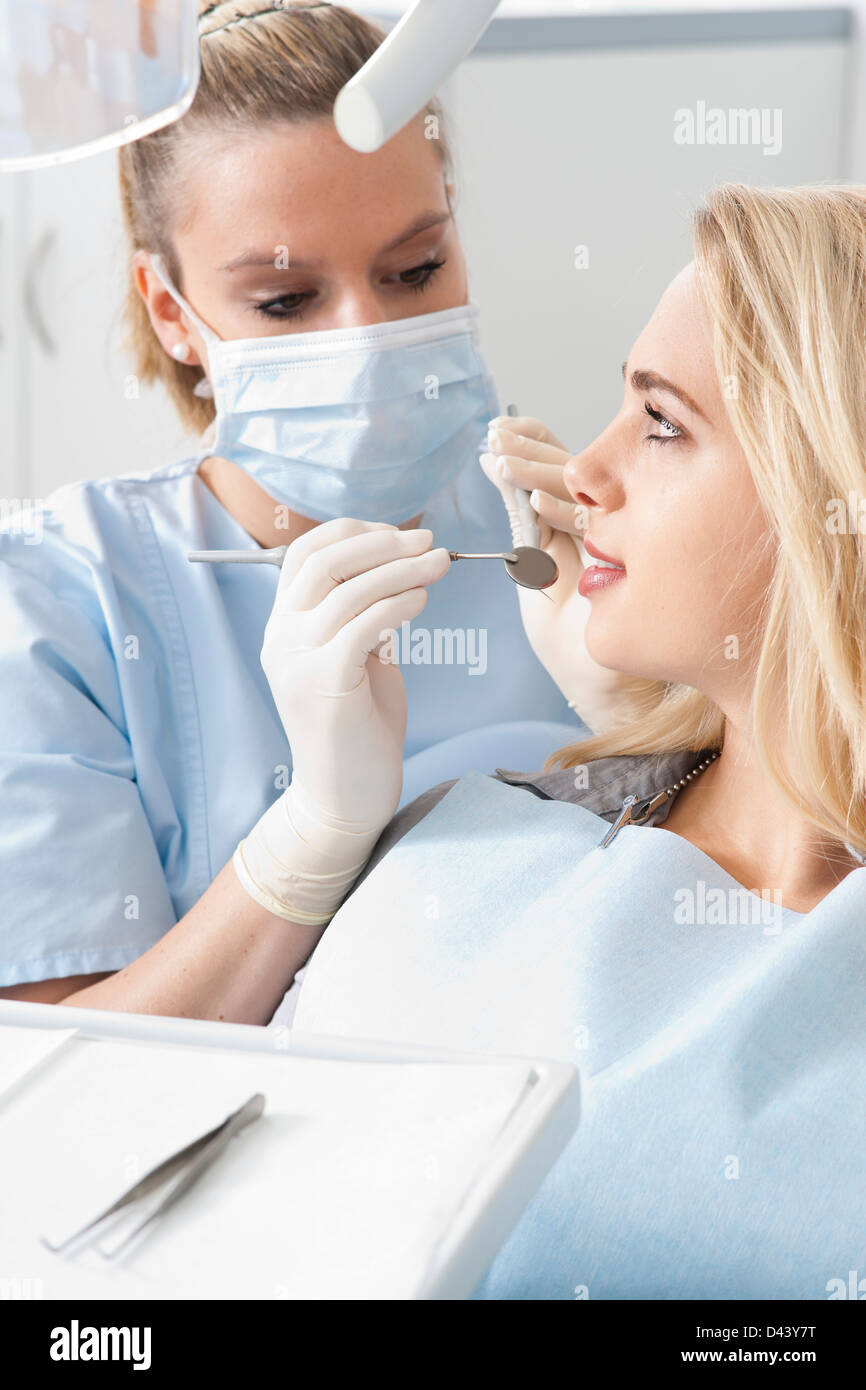 Young Woman getting Check-up at Dentist's Office, Germany Stock Photo ...