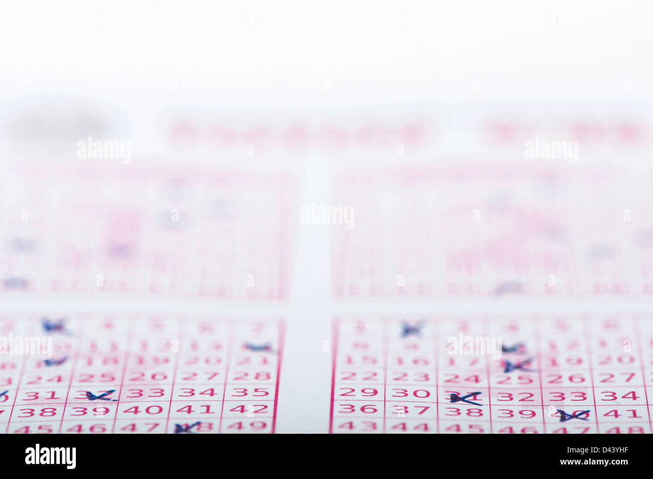 Marked lottery ticket close up. Studio shot Stock Photo - Alamy
