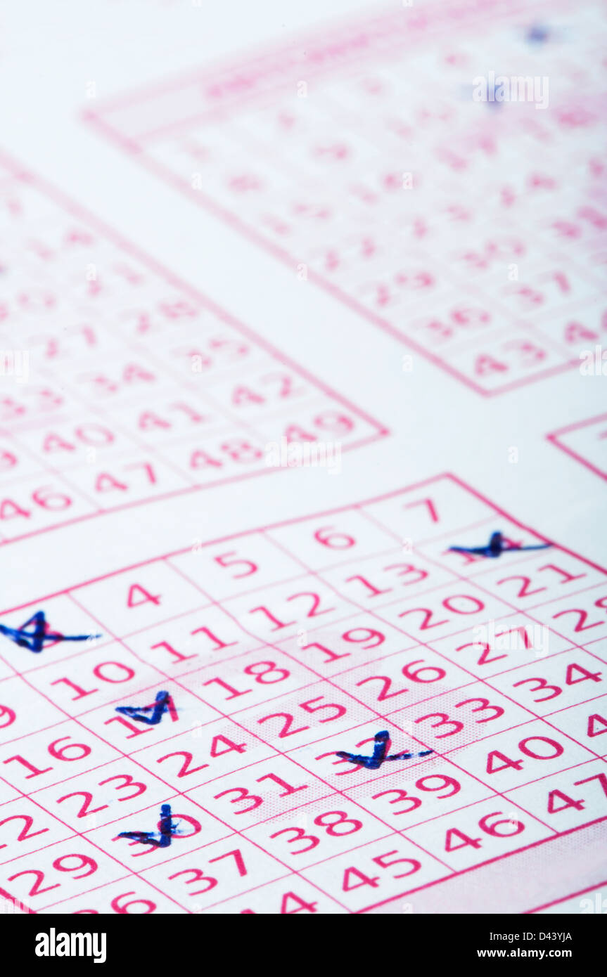 Marked lottery ticket close up. Studio shot Stock Photo - Alamy