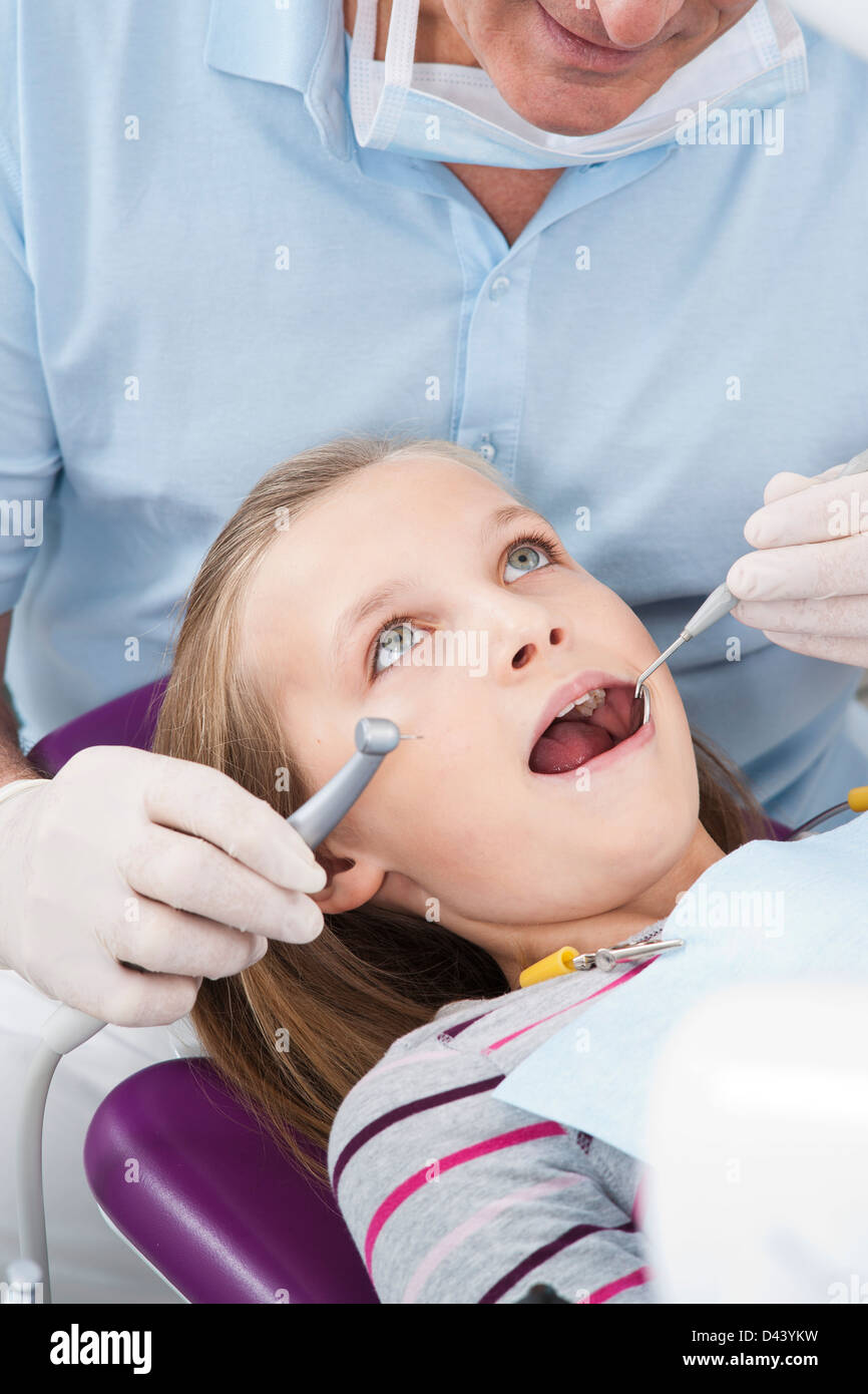 Dentist Checking Girl's Teeth at Appointment, Germany Stock Photo - Alamy