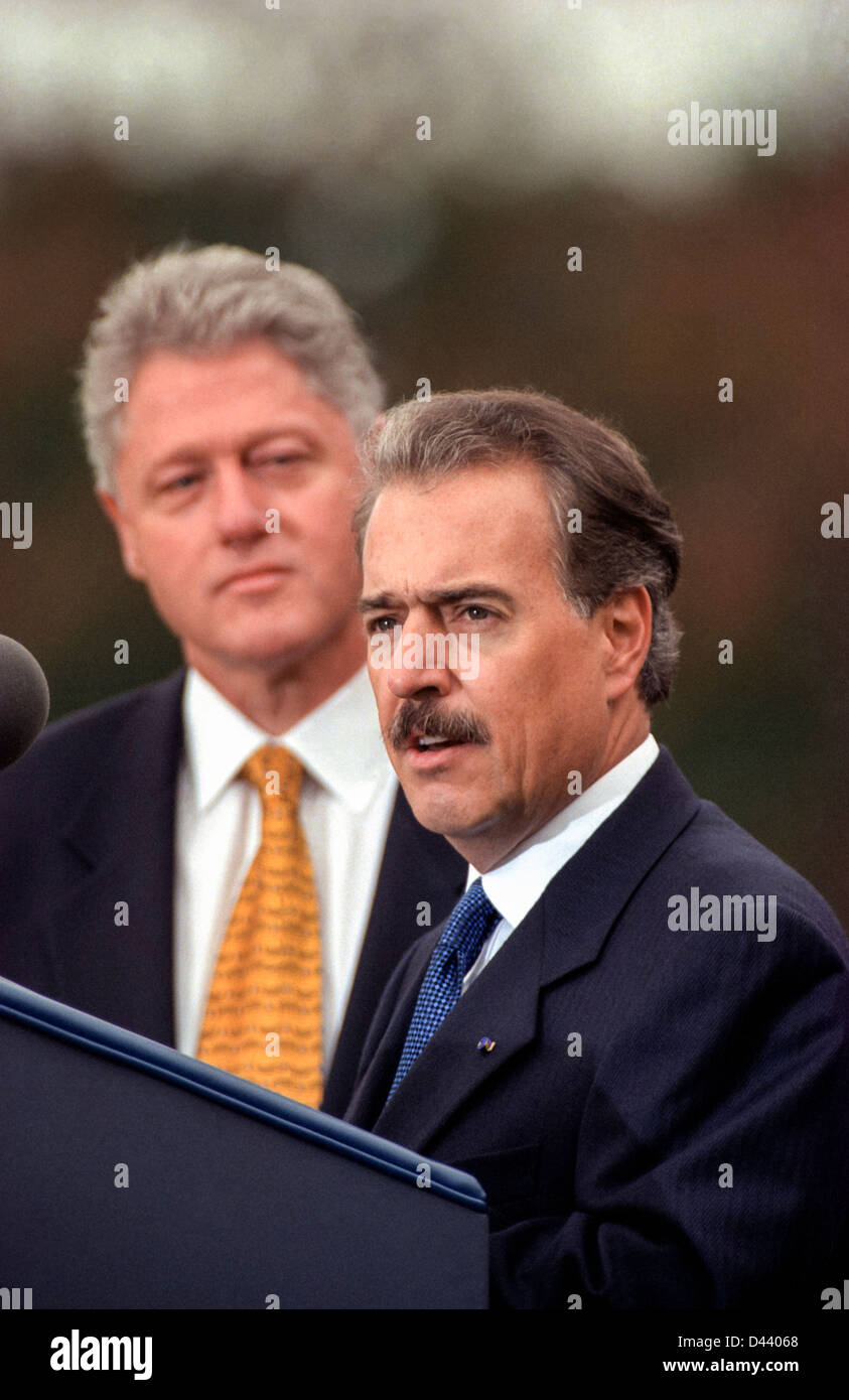 US President Bill Clinton stands with Colombian President Andres ...