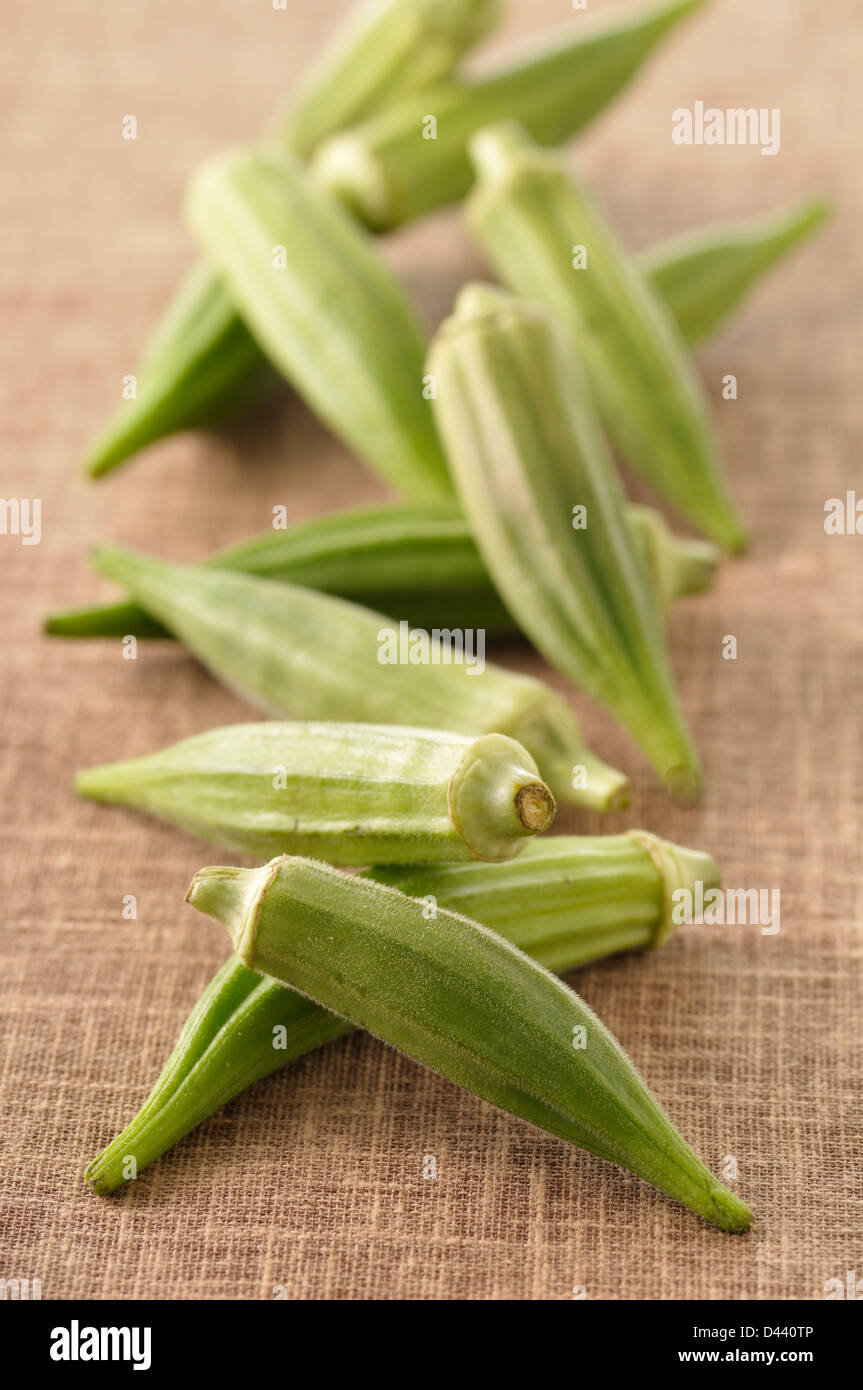Close-up of fresh Okra Stock Photo - Alamy