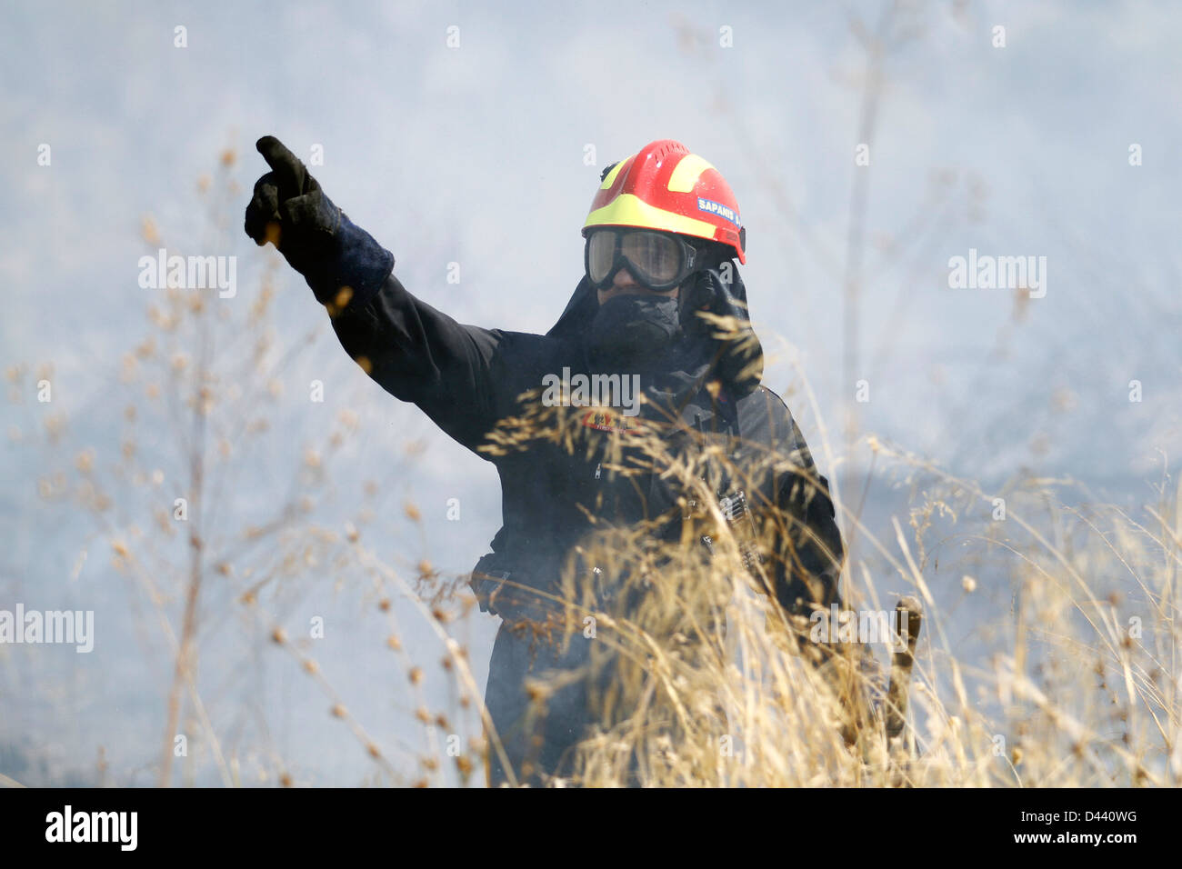 THESSALONIKI, GREECE - AUGUST 26: Fire department in action at a Seich ...