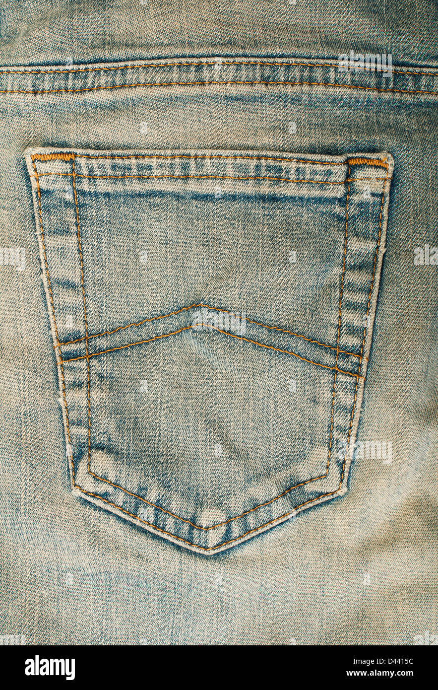 Jeans back blue pocket. Close up studio shot Stock Photo - Alamy