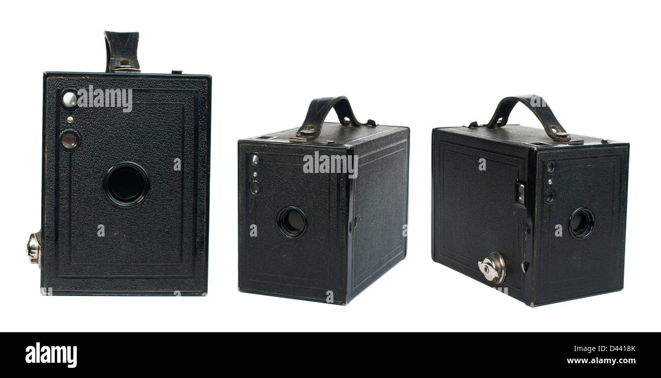 Old vintage camera white isolated. Studio shot Stock Photo - Alamy