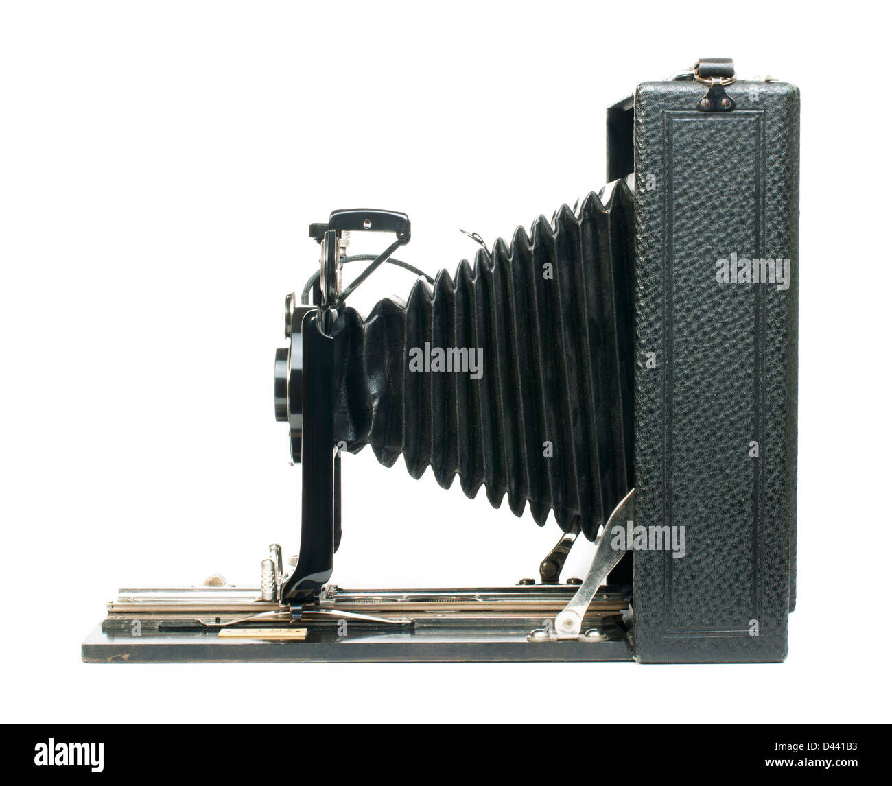 Old vintage camera with mech white isolated. Studio shot Stock Photo ...