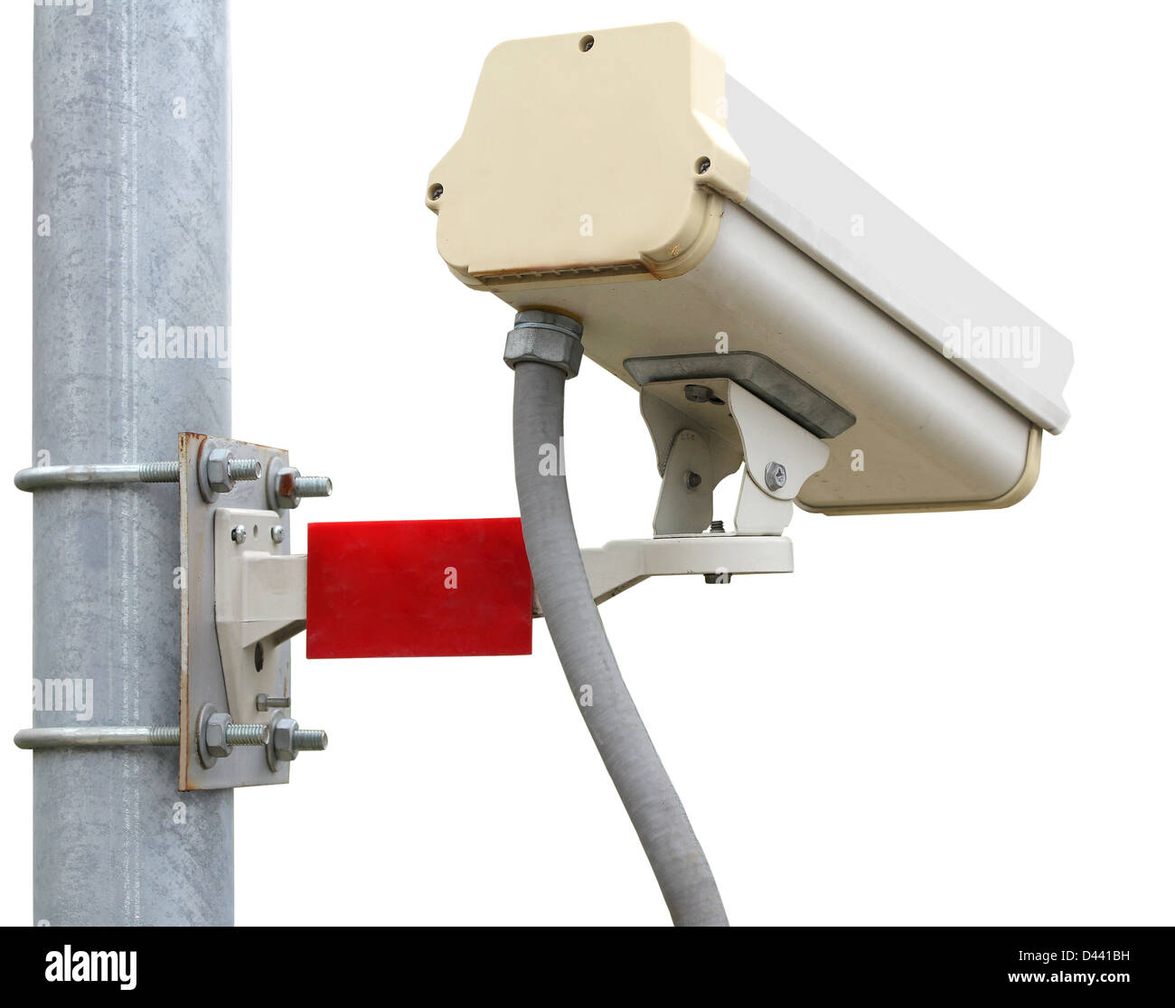 Closeup image of CCTV security camera on white background Stock Photo ...