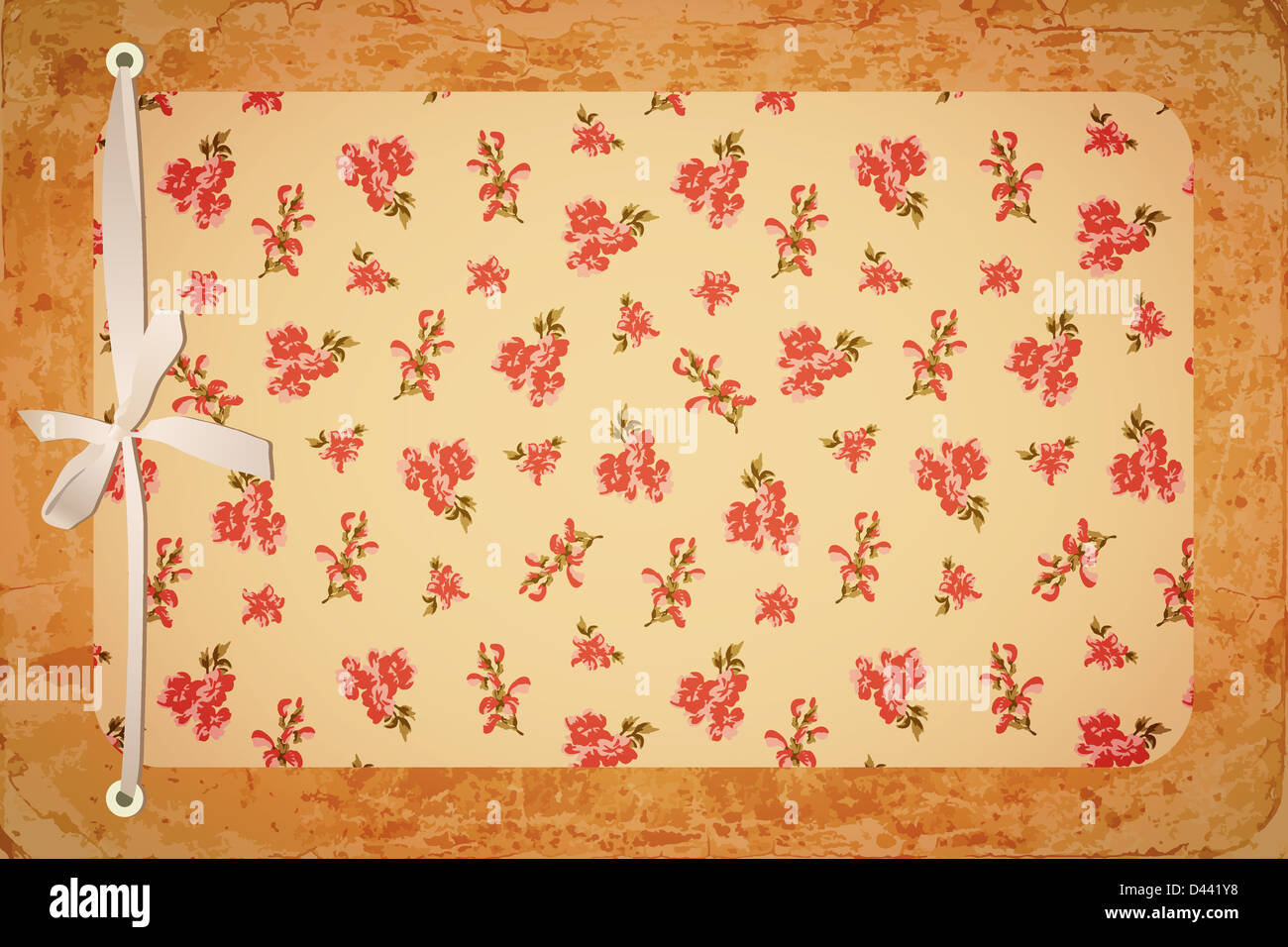 Retro card from floral background and old paper texture Stock Photo - Alamy