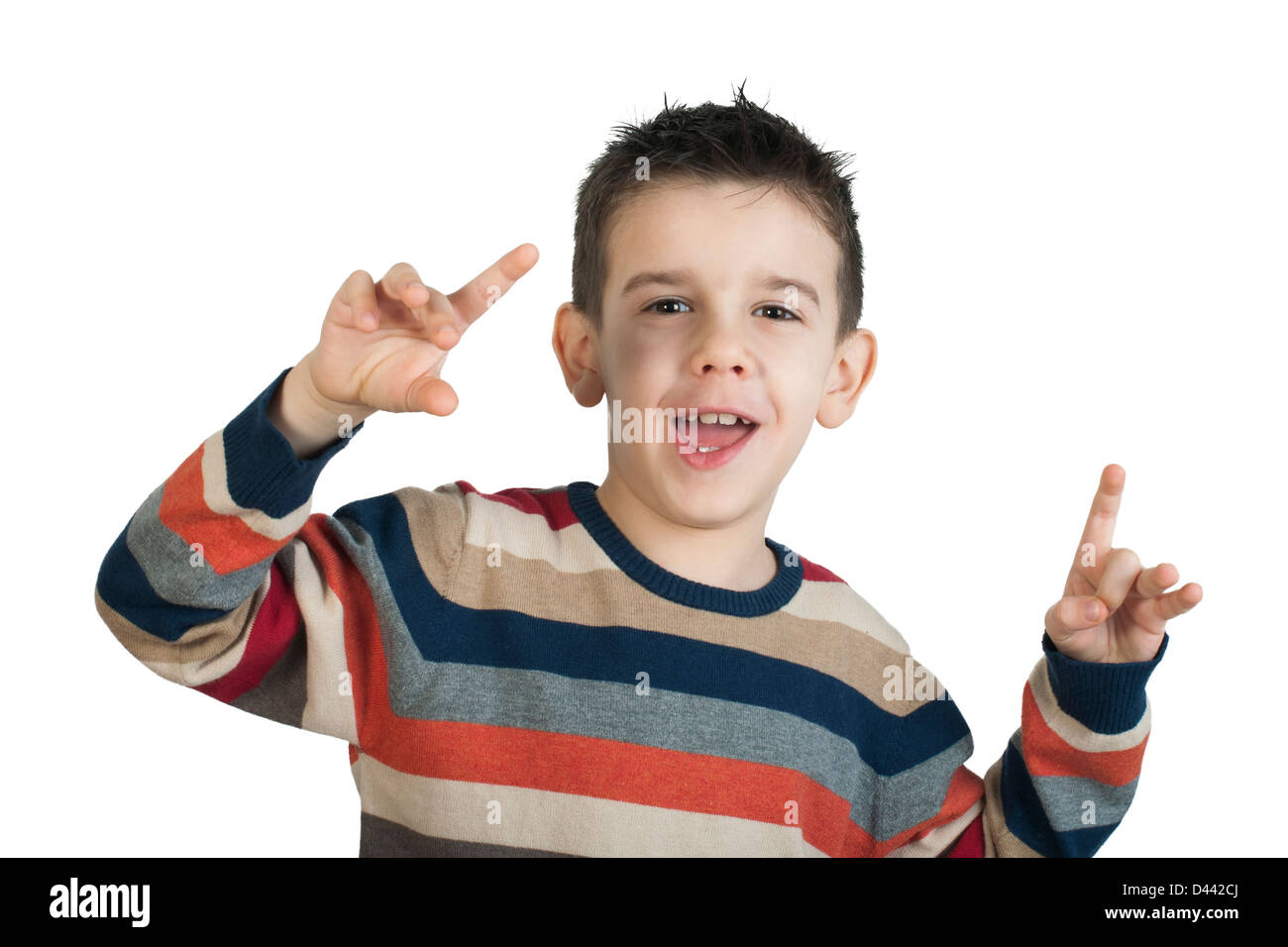 Happy boy. White isolated studio shot Stock Photo - Alamy