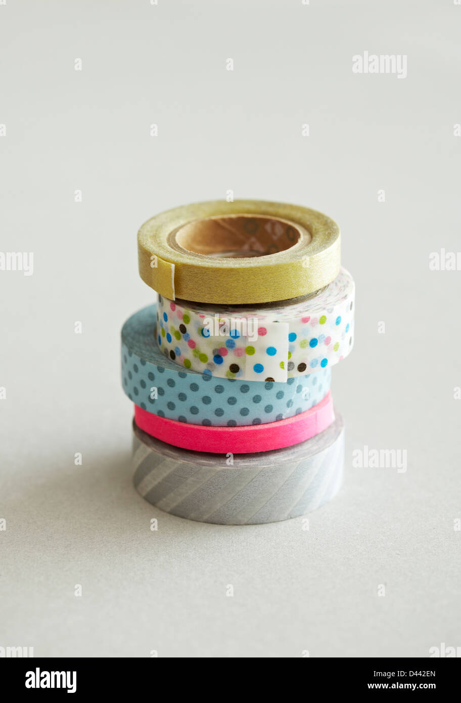 A colourful stack of sticky tape Stock Photo - Alamy