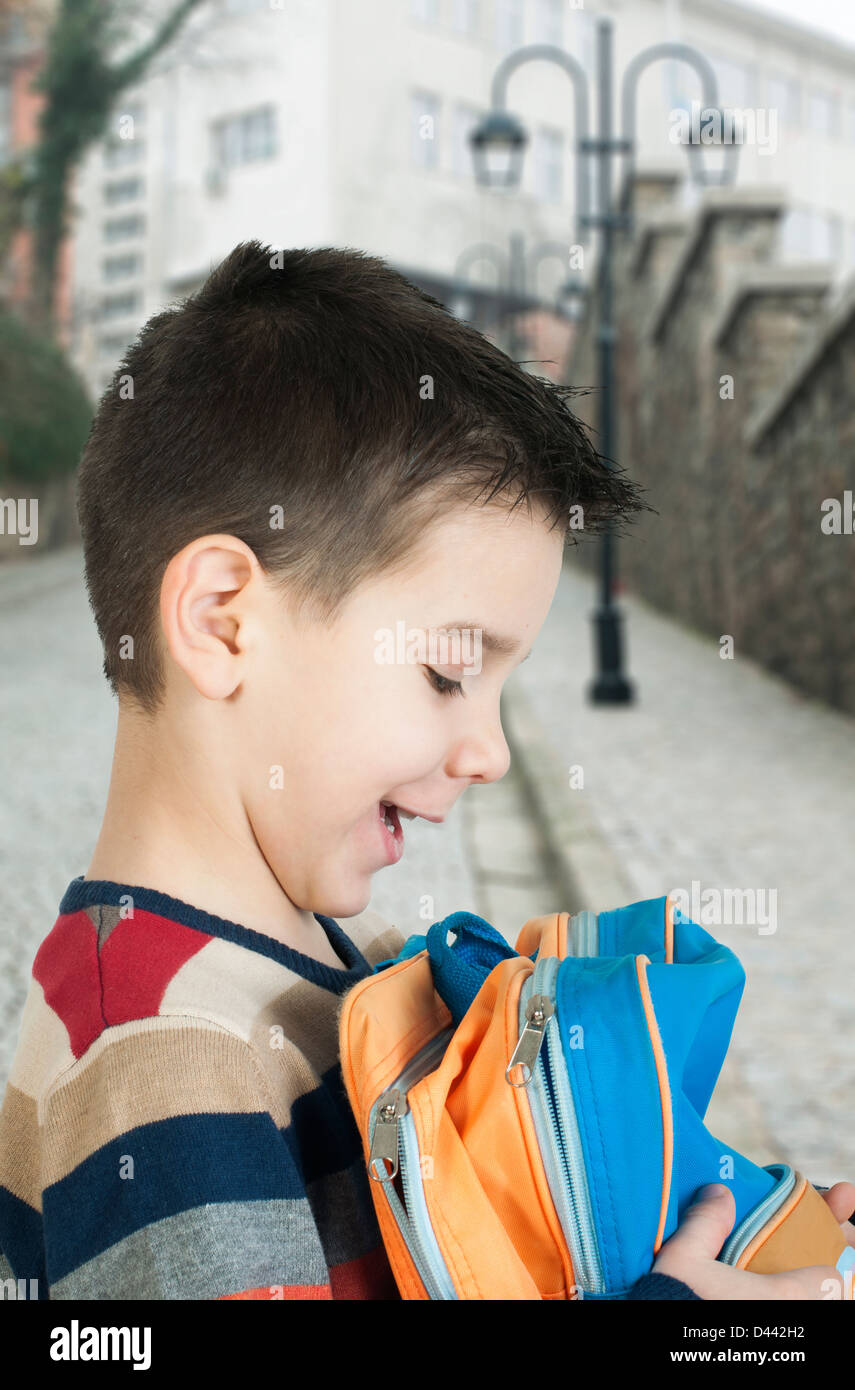 Boy school bag hi-res stock photography and images - Alamy